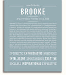 Brooke Personalized Name Meaning Art Prints – Name Stories