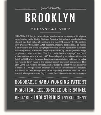 Brooklyn Personalized Name Meaning Art Prints – Name Stories