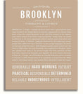 Brooklyn Personalized Name Meaning Art Prints – Name Stories