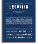 Brooklyn Personalized Name Meaning Art Prints – Name Stories