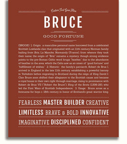 Bruce Personalized Name Meaning Art Prints – Name Stories