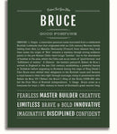 Bruce Personalized Name Meaning Art Prints – Name Stories