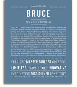 Bruce Personalized Name Meaning Art Prints – Name Stories