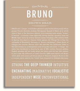 Bruno Personalized Name Meaning Art Prints – Name Stories