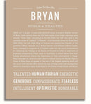 Bryan Personalized Name Meaning Art Prints – Name Stories