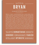 Bryan Personalized Name Meaning Art Prints – Name Stories
