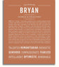 Bryan Personalized Name Meaning Art Prints – Name Stories