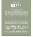Bryan Personalized Name Meaning Art Prints – Name Stories