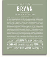 Bryan Personalized Name Meaning Art Prints – Name Stories
