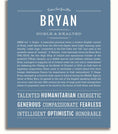 Bryan Personalized Name Meaning Art Prints – Name Stories