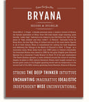 Bryana Personalized Name Meaning Art Prints – Name Stories