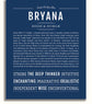 Bryana Personalized Name Meaning Art Prints – Name Stories