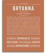 Bryanna Personalized Name Meaning Art Prints – Name Stories