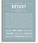Bryant Personalized Name Meaning Art Prints – Name Stories