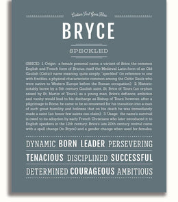Bryce (female) | Name Art Print – Name Stories