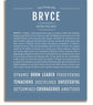 Bryce Personalized Name Meaning Art Prints – Name Stories