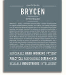 Brycen Personalized Name Meaning Art Prints – Name Stories