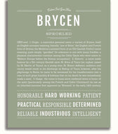 Brycen Personalized Name Meaning Art Prints – Name Stories