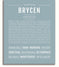 Brycen Personalized Name Meaning Art Prints – Name Stories