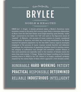 Brylee Personalized Name Meaning Art Prints – Name Stories