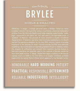 Brylee Personalized Name Meaning Art Prints – Name Stories