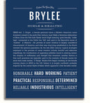 Brylee Personalized Name Meaning Art Prints – Name Stories