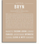Bryn Personalized Name Meaning Art Prints – Name Stories
