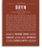 Bryn Personalized Name Meaning Art Prints – Name Stories