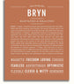 Bryn Personalized Name Meaning Art Prints – Name Stories