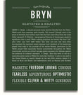 Bryn Personalized Name Meaning Art Prints – Name Stories