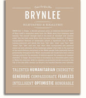 Brynlee Personalized Name Meaning Art Prints – Name Stories