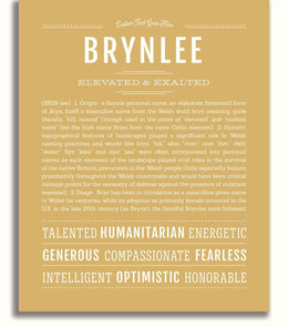 Brynlee Personalized Name Meaning Art Prints – Name Stories