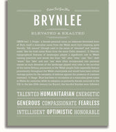 Brynlee Personalized Name Meaning Art Prints – Name Stories