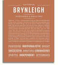 Brynleigh Personalized Name Meaning Art Prints – Name Stories
