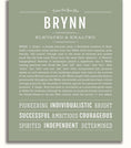 Name Stories® | Personalized Name Meaning Art Prints – Brynn