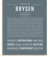 Brysen Personalized Name Meaning Art Prints – Name Stories