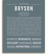 Bryson Personalized Name Meaning Art Prints – Name Stories