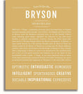 Bryson Personalized Name Meaning Art Prints – Name Stories