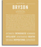 Bryson Personalized Name Meaning Art Prints – Name Stories