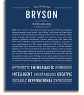 Bryson Personalized Name Meaning Art Prints – Name Stories