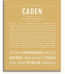 Caden Personalized Name Meaning Art Prints – Name Stories