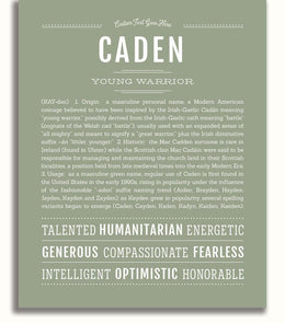 Caden Personalized Name Meaning Art Prints – Name Stories