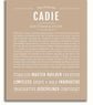 Cadie Personalized Name Meaning Art Prints – Name Stories