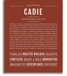 Cadie Personalized Name Meaning Art Prints – Name Stories