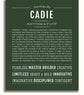 Cadie Personalized Name Meaning Art Prints – Name Stories