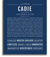 Cadie Personalized Name Meaning Art Prints – Name Stories
