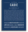 Cadie Personalized Name Meaning Art Prints – Name Stories