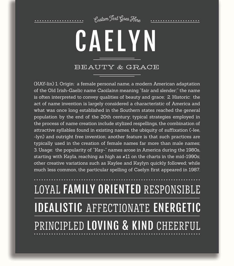 Caelyn Personalized Name Meaning Art Prints – Name Stories