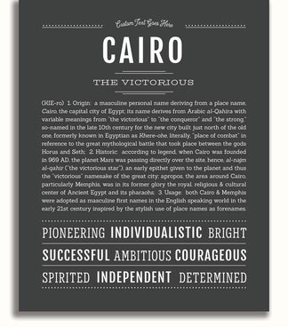 Cairo Personalized Name Meaning Art Prints – Name Stories