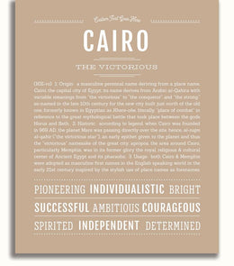 Cairo Personalized Name Meaning Art Prints – Name Stories